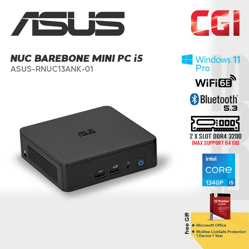 Asus NUC RNUC13ANKI50000 Intel i5-1340P Integrated Graphics Win11Pro ...