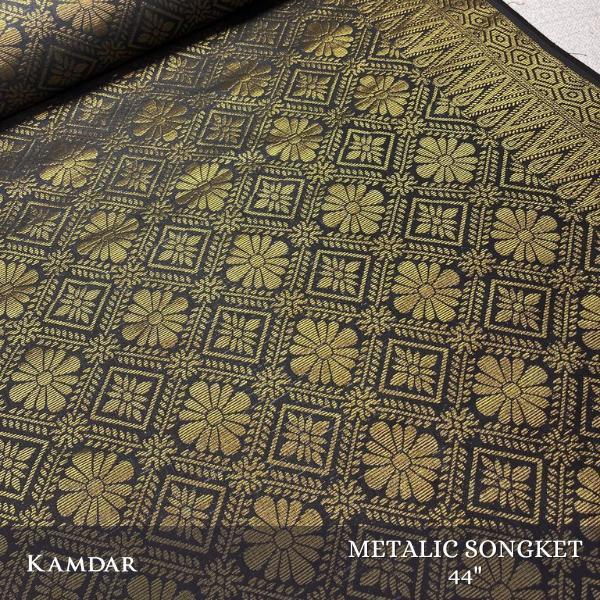 [KAMDAR] SONGKET METALLIC FLORAL BIDANG 44" OPEN METER Songket Tenun ...