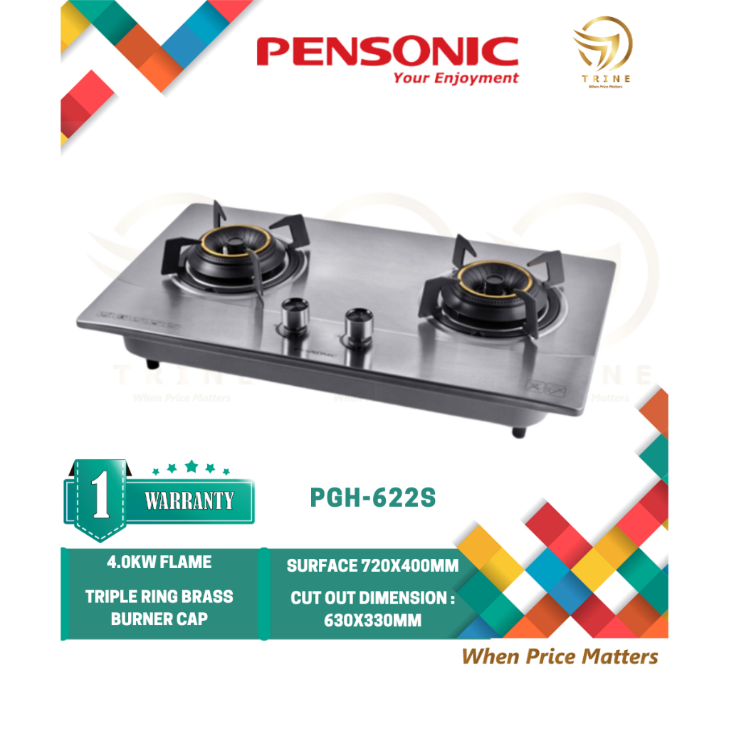 PENSONIC STAINLESS STEEL 2 BURNER BUILT-IN HOB PGH-619S DAPUR GAS ...