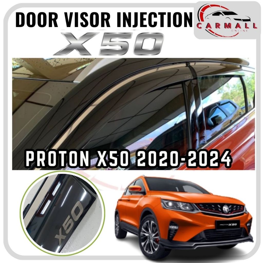 Proton X50 2020-Present Stainless Steel Chrome Edge Door Visor Acrylic ...
