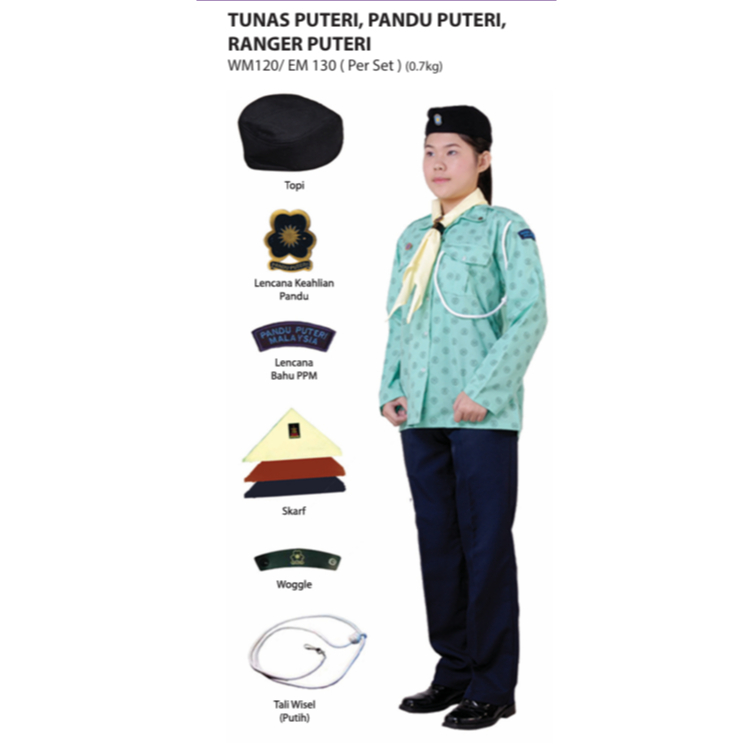 UNIT BERUNIFORM KOKURIKULUM SET - TUNAS PUTERI , PANDU PUTERI , RANGER ...