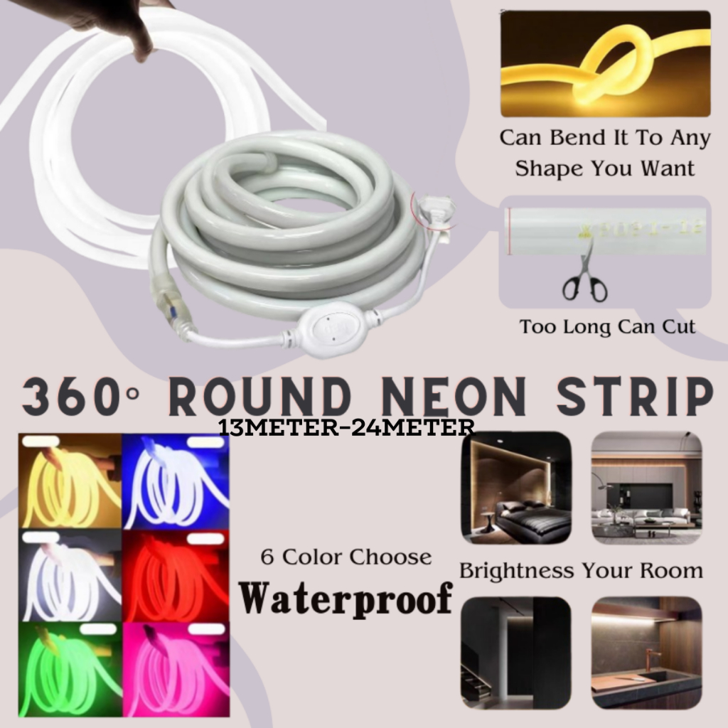 Universal home LED Strip Light 360 Round LED Neon Light AC 220V Outdoor ...