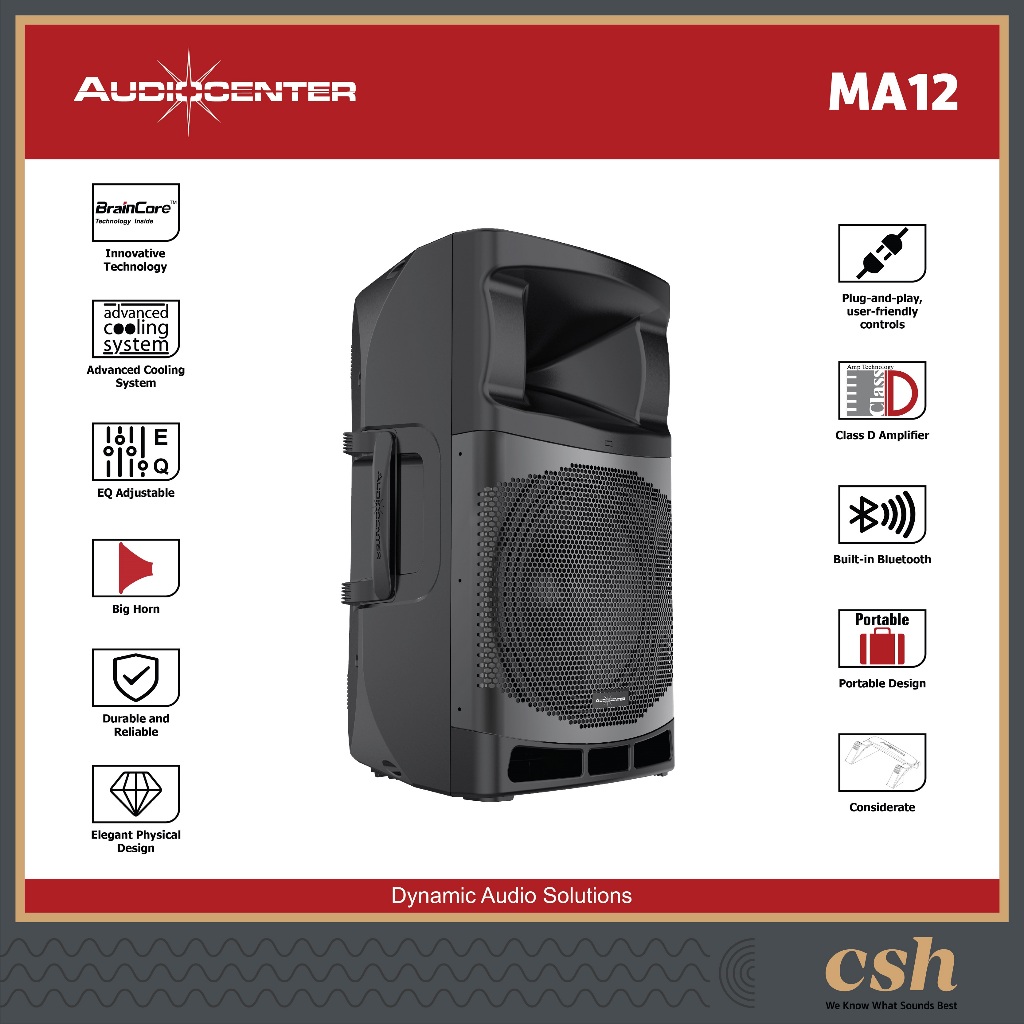 Audiocenter MA12 1600W Single 12" 1600W Active DSP-controlled full ...