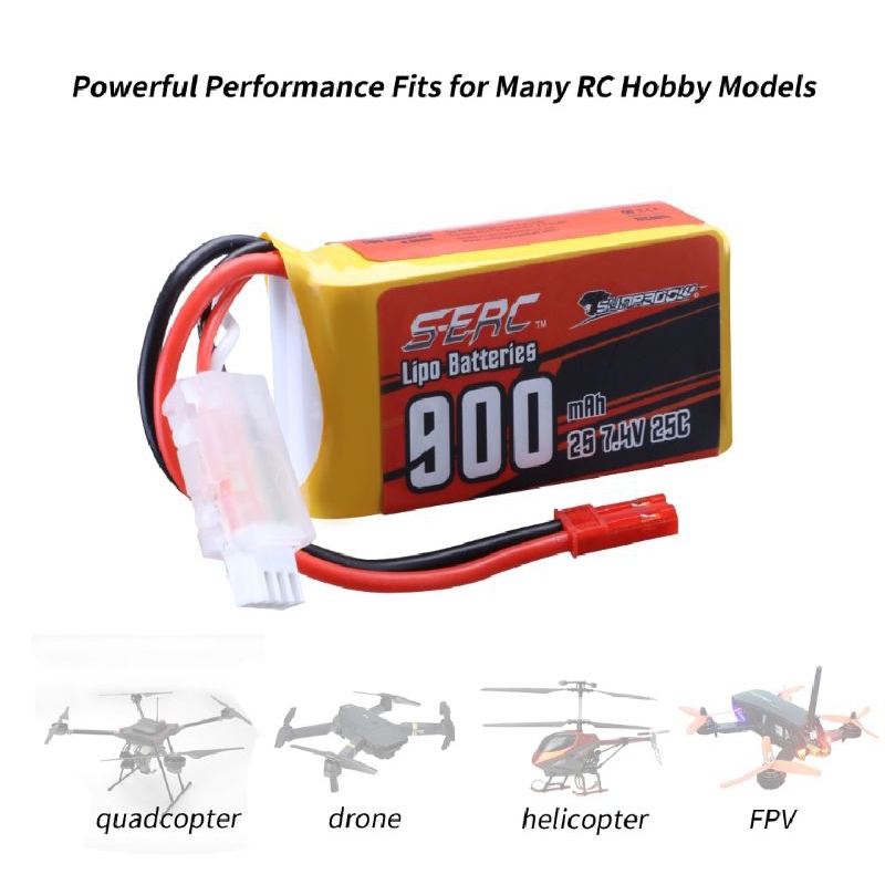 1PCS Sunpadow RC Lipo 2S 7.4V 900mah 25C RC Airsoft Airplane Quadcopter ...