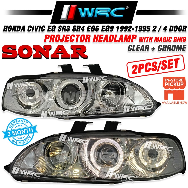 Sonar Honda Civic EG SR3 SR4 EG6 EG9 1992 - 1995 2 / 4 Door Projector Headlamp With Magic Ring ...