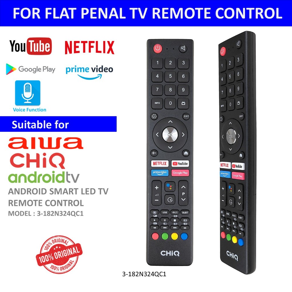 Original Chiq / Aiwa Voice Function Android Smart Tv Remote Control ...