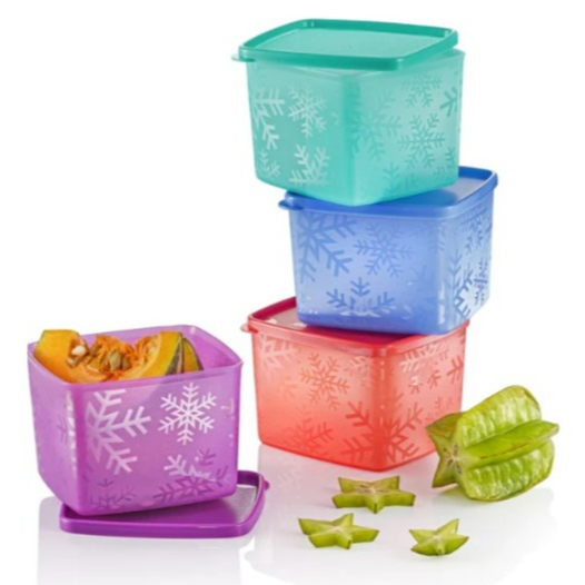 Tupperware Snowflake Medium Square Round Set (4) 800ml OR Square Round ...