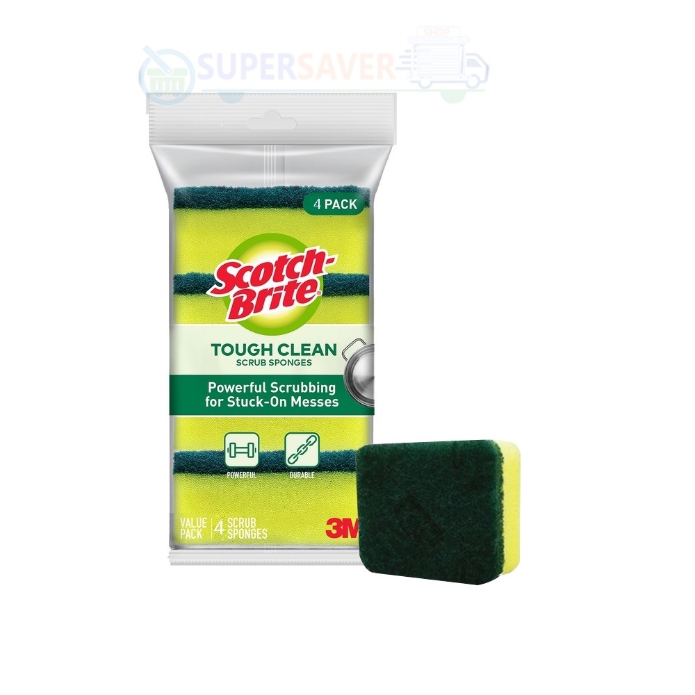 SCOTCH BRITE Kitchen Tough Cleaning Dual-Sided Scouring Sponge (4pcs ...