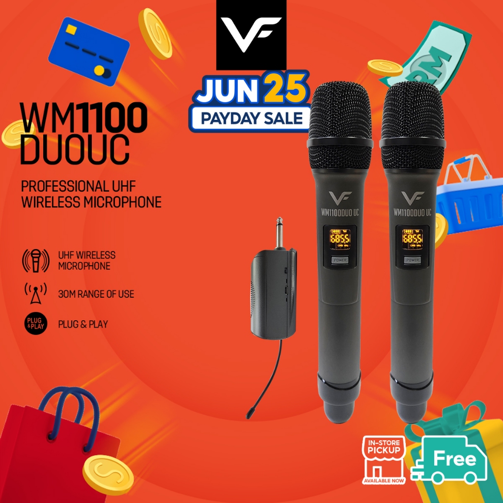 Vinnfier VF WM1100DUOUC Professional UHF Wireless Microphone with ...