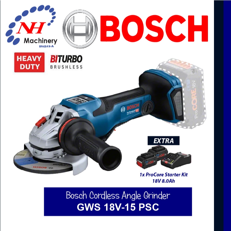 BOSCH GWS 18V-15 PSC - CORDLESS ANGLE GRINDER | Shopee Malaysia