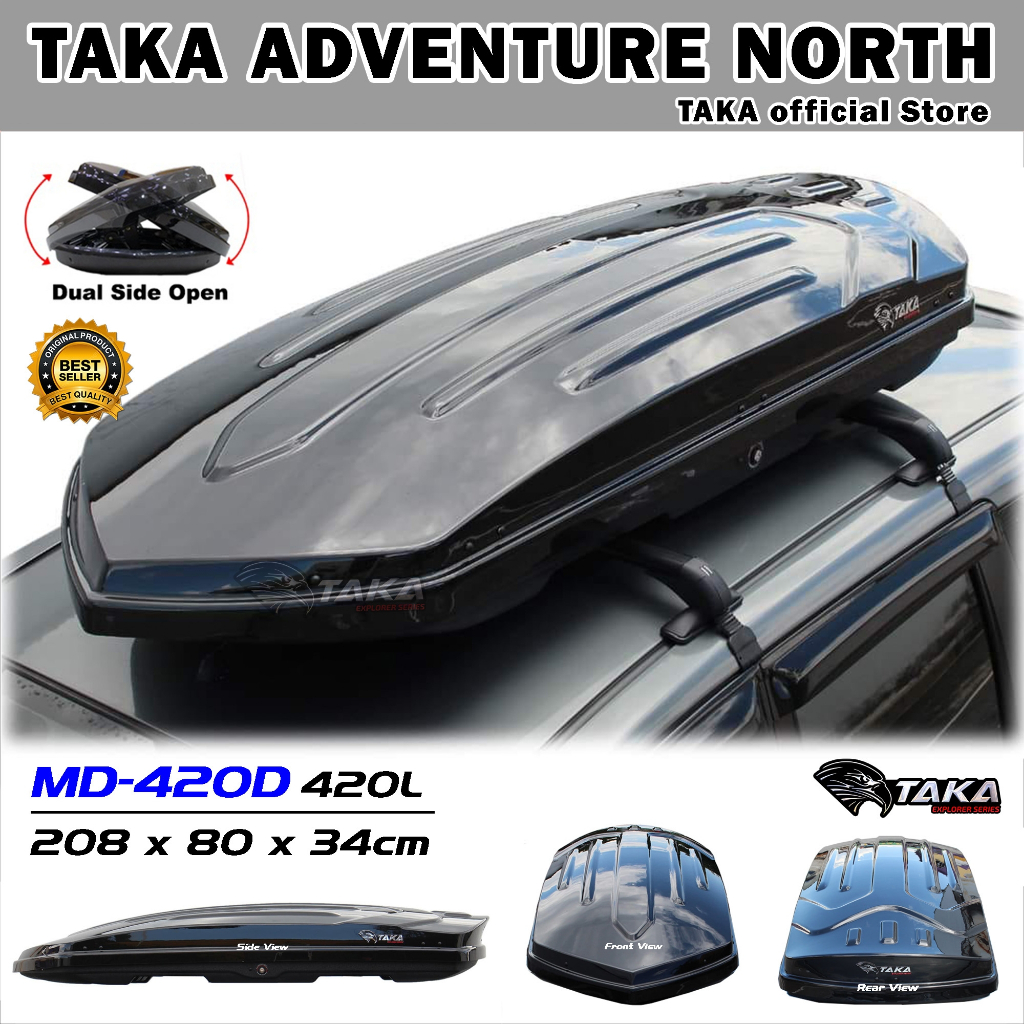 Taka Roof Box MD-420D Ultra Slim 420 Liter Storage Carrier Roofbox ...