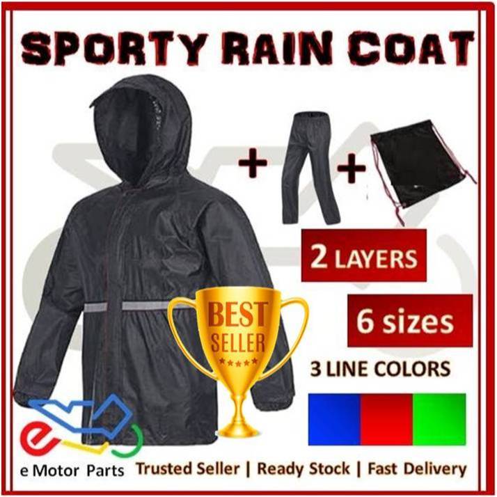 PREMIUM QUALITY RAIN COAT BIG SIZE BAJU HUJAN PRINTED LOGO 2 LAYER ...