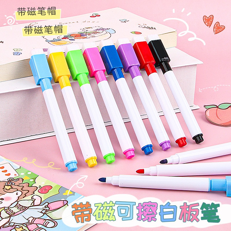 White Board Marker Pen with Eraser Non Magnetic Mini Erasable Markers ...