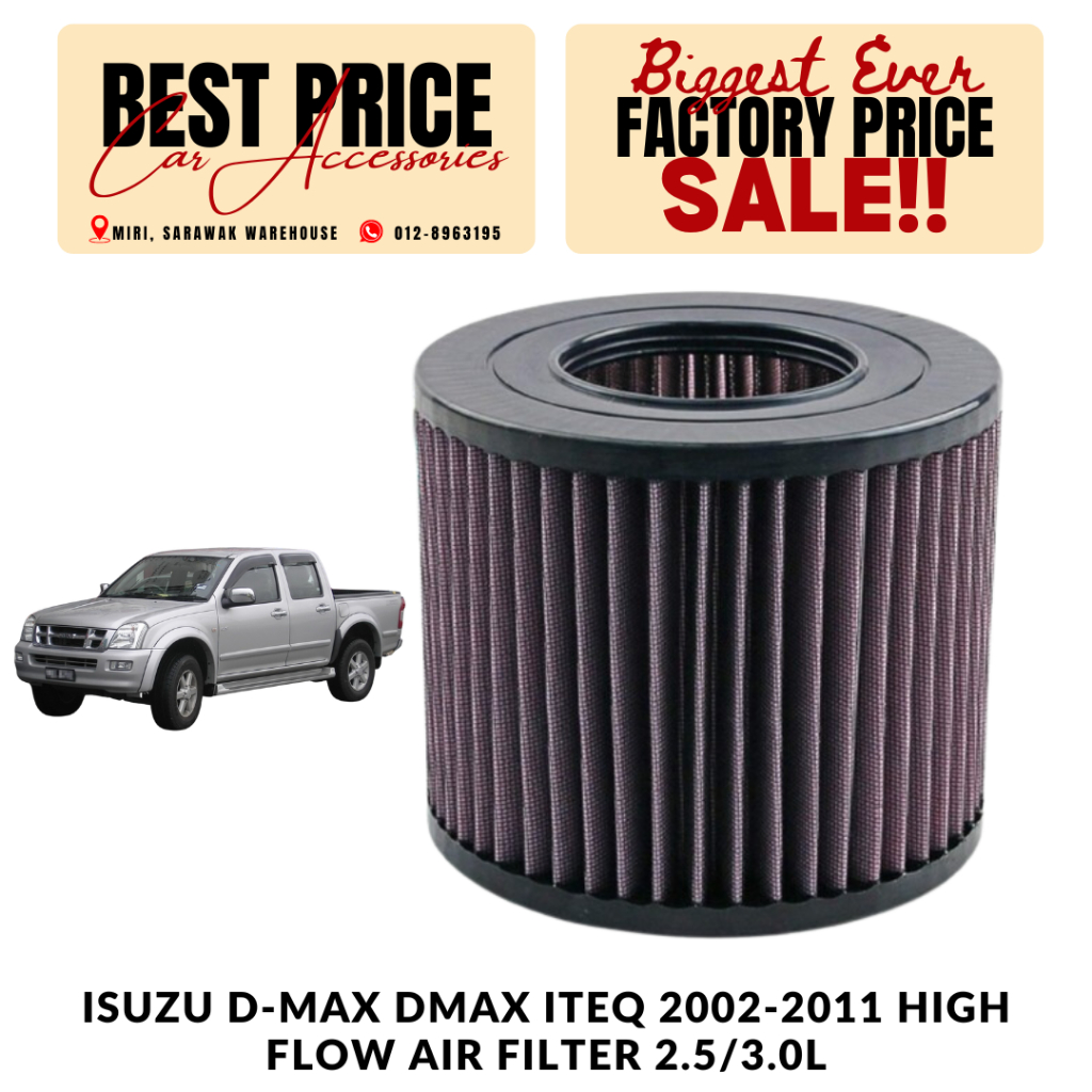 Isuzu D-Max Dmax ITEQ 2002-2011 High Flow Air Filter 2.5/3.0L | Shopee ...