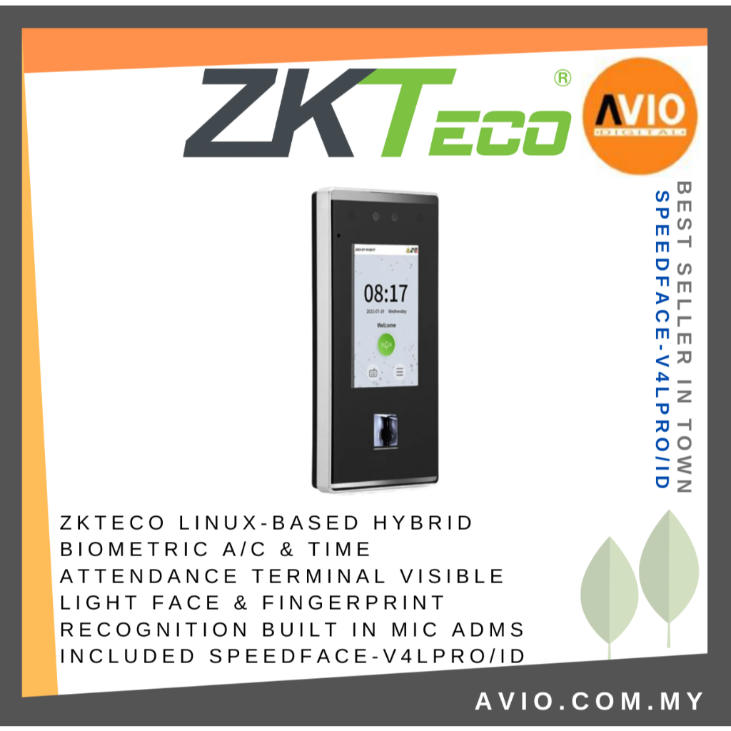 ZKTeco Outdoor Face Card Fingerprint QR Door Access Control Time ...