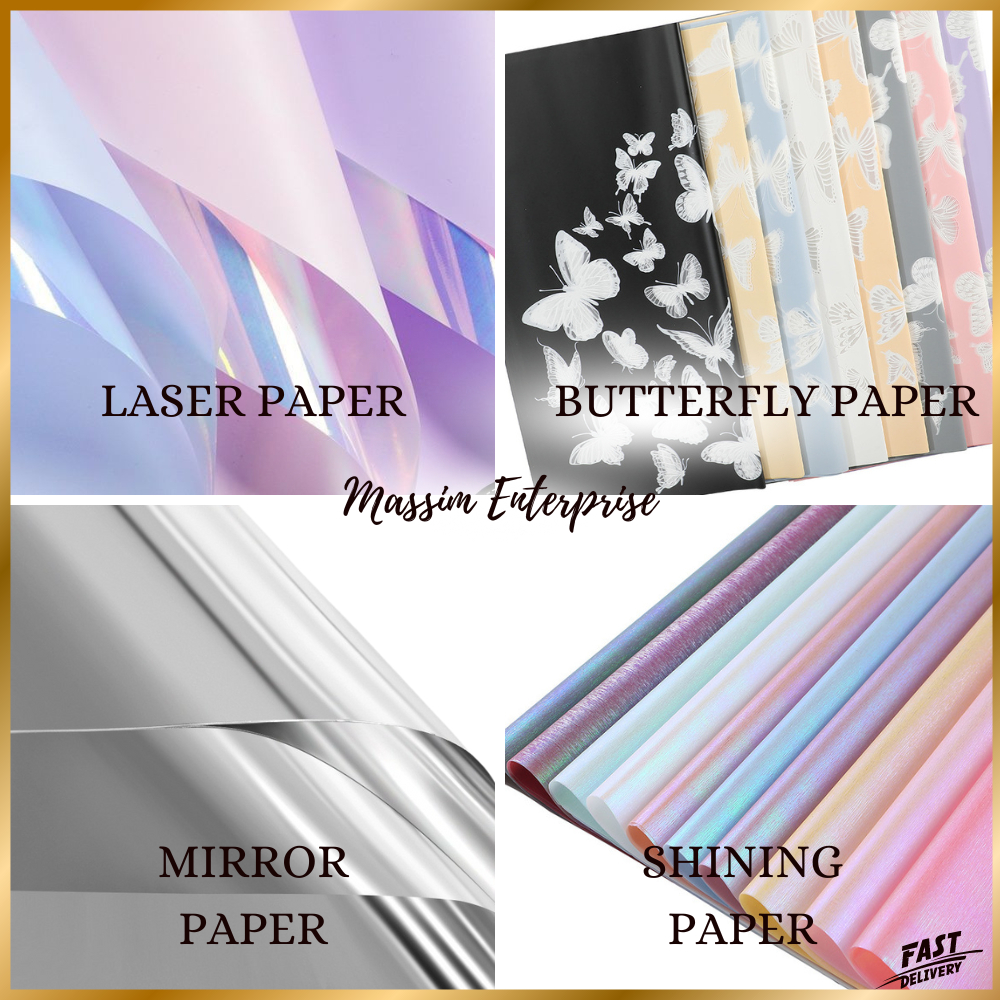 10Pcs Shining Paper Laser Paper Butterfly Paper Mirror Paper Bouquet ...
