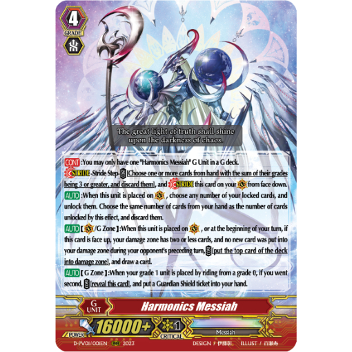 [EN]Cardfight Vanguard D-PV01/001EN Harmonics Messiah Stride RRR (English) | Shopee Malaysia