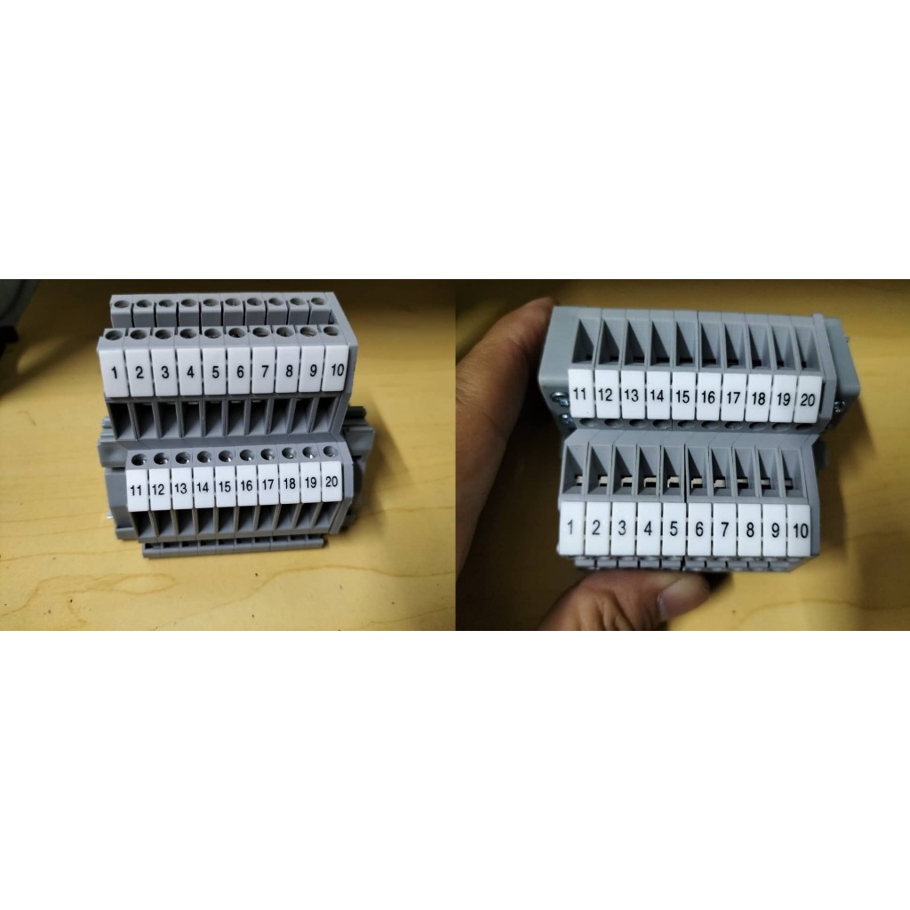 Power Distribution DIN Rail Terminal Block 10P 20P Connector 32A 41A 57A 800V UK2.5B UK5N UK6N ...