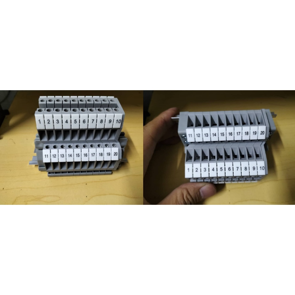 Power Distribution DIN Rail Terminal Block 10P 20P Connector 32A 41A 57A 800V UK2.5B UK5N UK6N ...