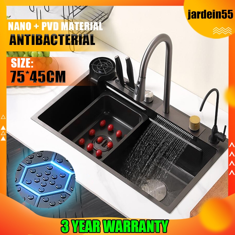 3 year warranty🔥75*45CM waterfall sink/honeycomb sink/304 sinki nano ...