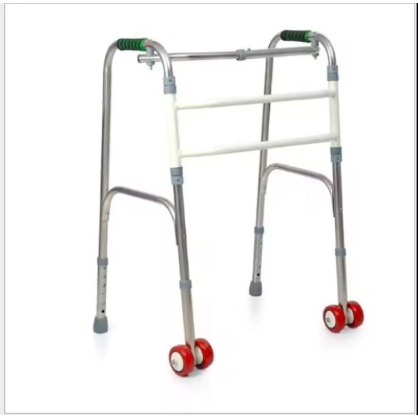 STAINLESS STEEL FOLDABLE FOUR-LEG CRUTH (WITH 2 PCS WHEEL)/OLD MAN ...