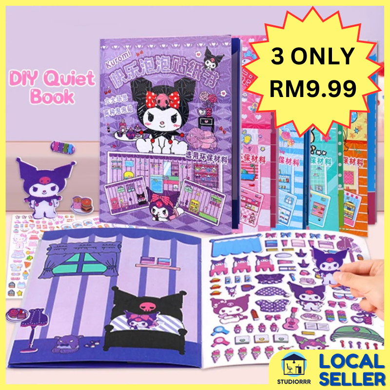 Children Bubble Sticker Book Creative DIY Kuromi Melody Sticker Book ...