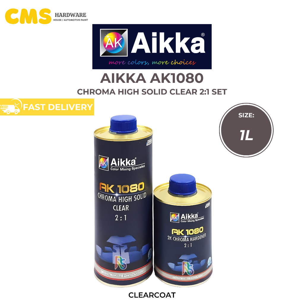 AIKKA AK 1080 2K Chroma High Solid Clearcoat & Hardener 2:1 Lacquer Kereta 清漆光油 1L | Shopee Malaysia