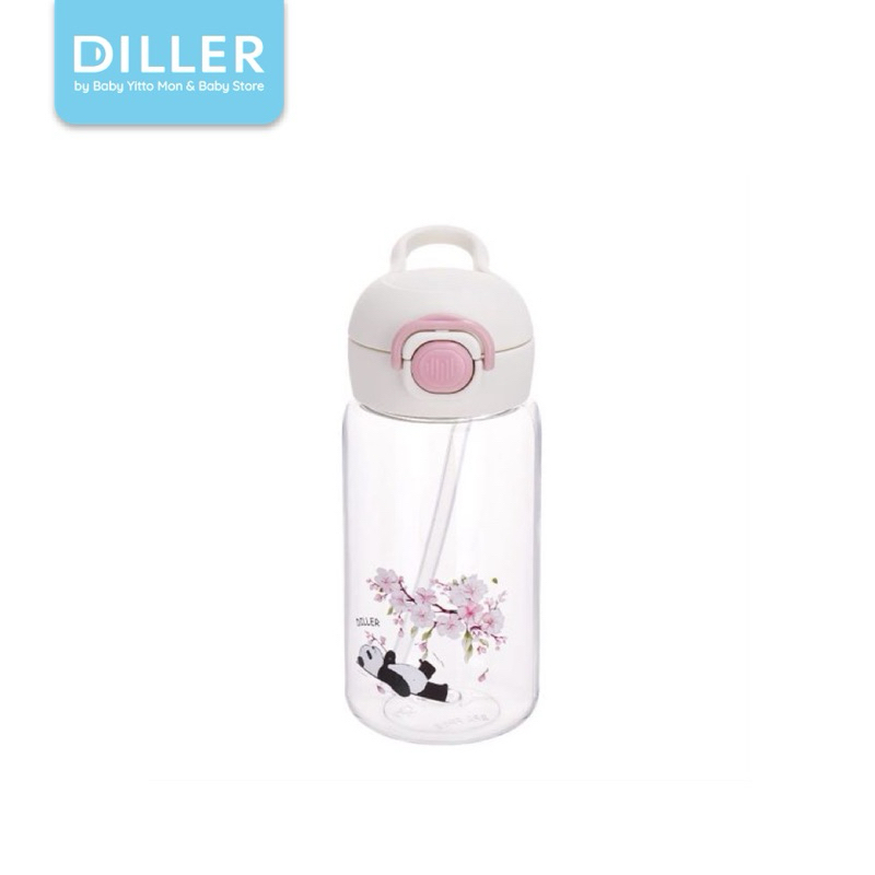 Diller [Sakura Panda Series] Tritan Water Bottle with Straw 530ml ...