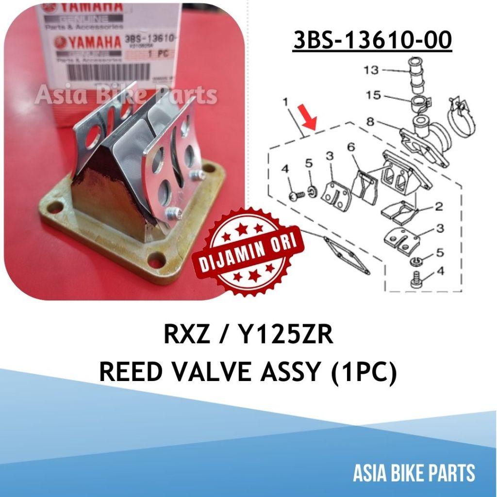 Yamaha Original RXZ / Y125ZR Reed Valve Assy / Rumah Reed Valve - 3BS ...