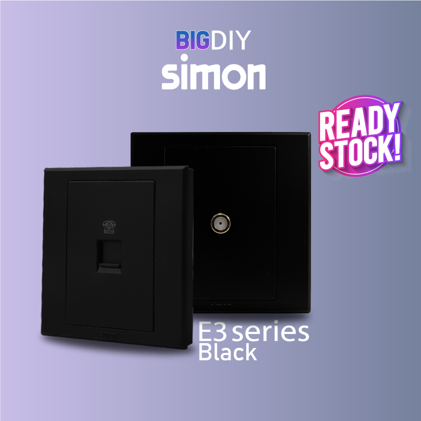 Simon E3 Series (Black) Switch / Switches & Socket Outlet TV Astro Tel Dat Cat5e Cat6 (BIGDIY ...