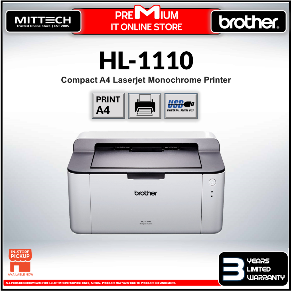 Brother Mono Laserjet Printer A4 HL-1110 | Toner Included | Wired Only ...
