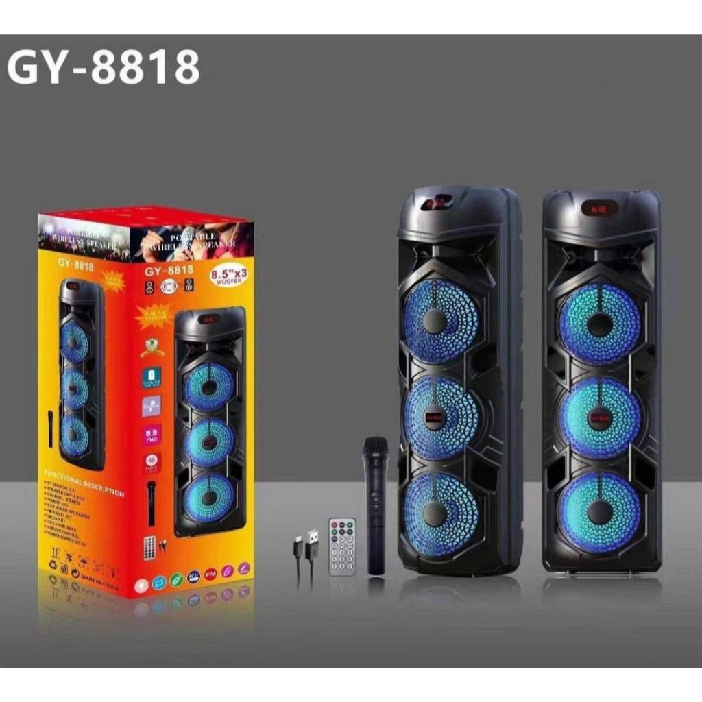 Speaker Bluetooth Mudah Alih dengan Mikrofon Tanpa Wayar (8.5 Inci x 3 ...