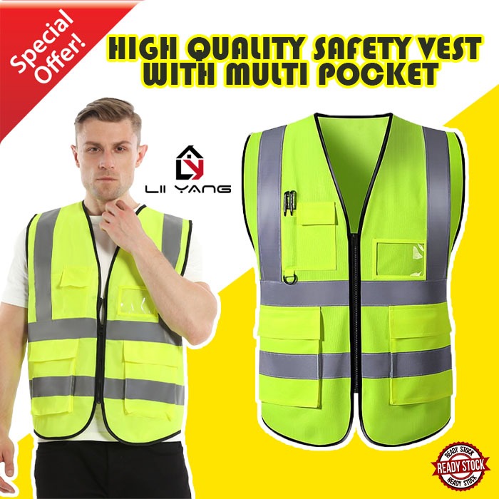 Safety Vest Pocket Multi-pocket Reflective Visibility Safety Clothing ...