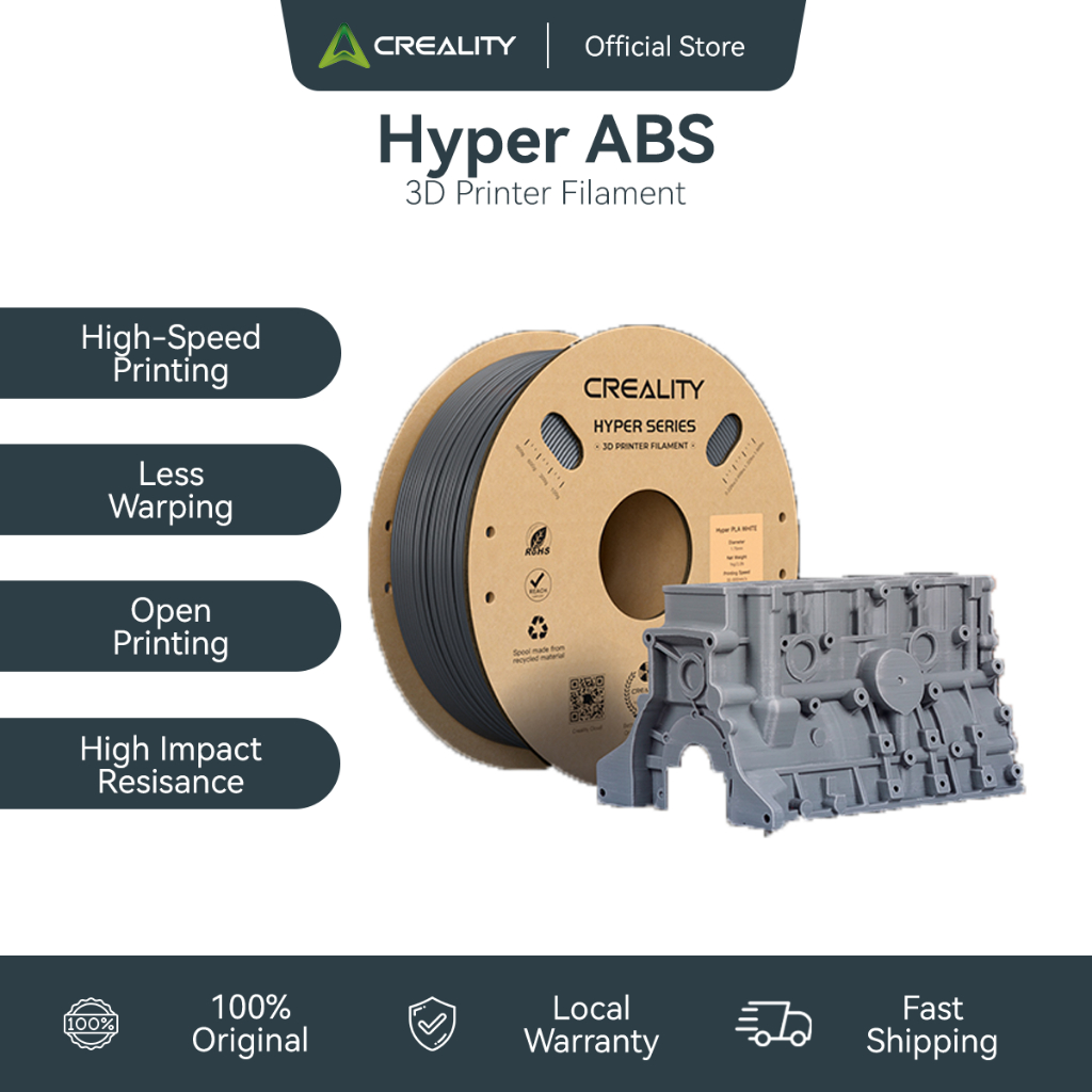 Creality Hyper ABS 1.75mm 3D Printing filament - Black / White (1kg ...