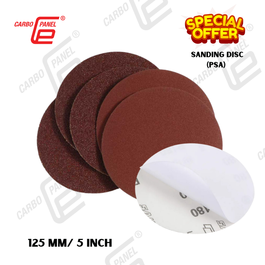 CARBO PANEL 100pcs 5 Inch PSA Sanding Disc 125MM Red Round Sticker Disc ...