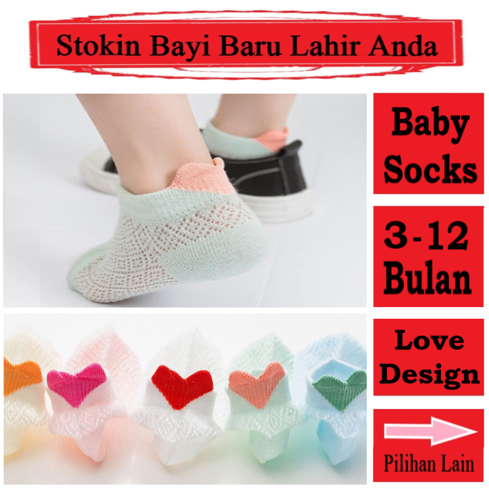Sarung Kaki Bayi Baru Lahir Bulan 3-12 Months Newborn Baby Sock Mid-Calf Sock Stokin Bayi Budak ...