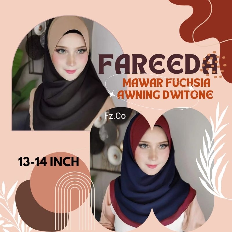 FAREEDA Mawar FUCHSIA Tudung Awning Dwitone (NEW) | Shopee Malaysia