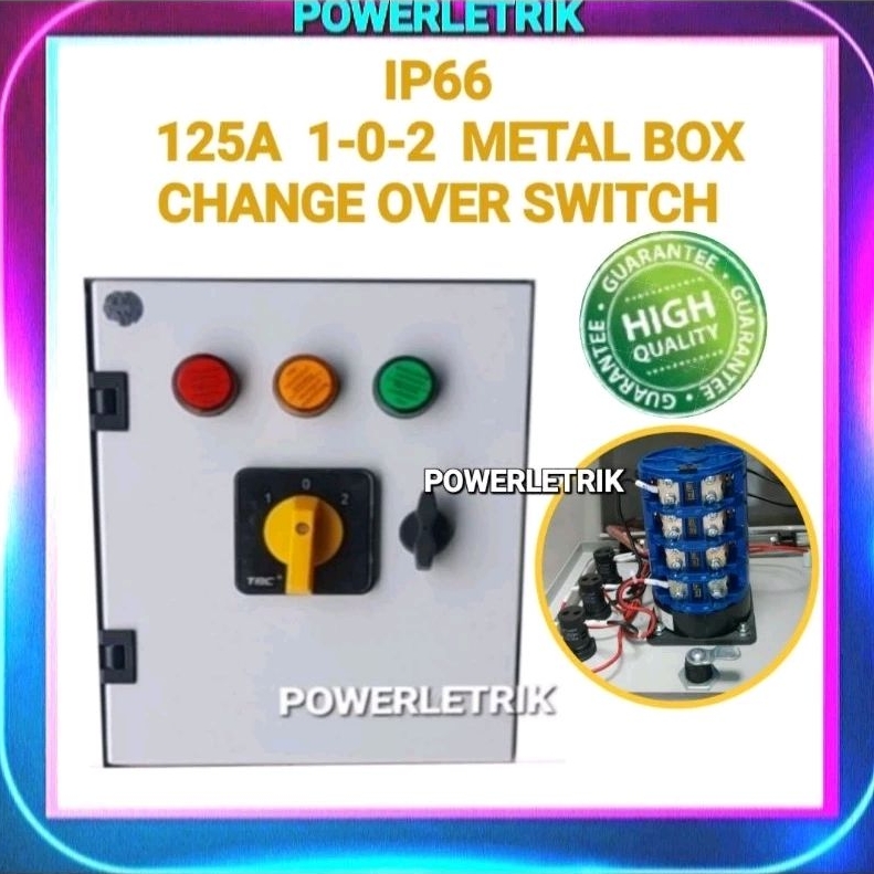 🔥IP66🔥 4 POLE 125A CHANGE OVER SWITCH 1-0-2 WITH OUTDOOR WEATHERPROOF ...