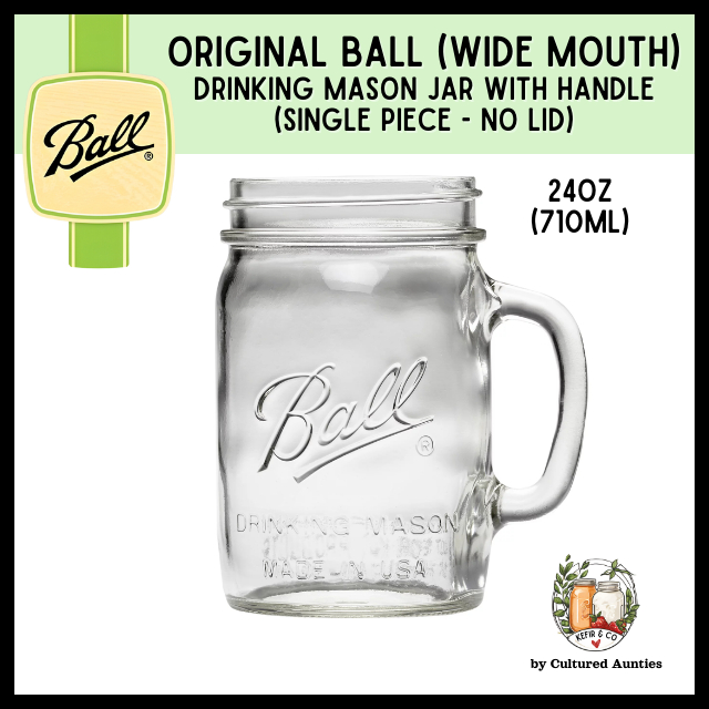 [KEFIRCO] Original BALL Drinking Mason Jar with Handle (24oz) | Shopee Malaysia