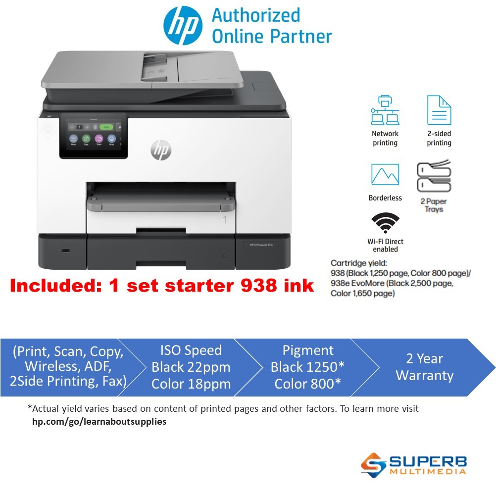 HP Officejet Pro Alln-One Printer 9130 (Print, Scan, Copy, Wireless ...