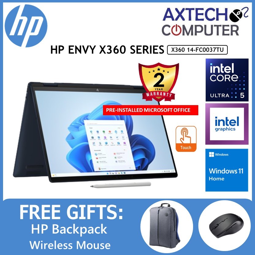 HP Envy X360 14-FC0037TU 14'' WUXGA Touch Atmospheric Blue(CU5-125U ...