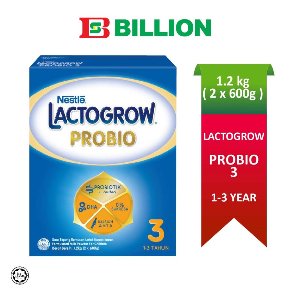 NESTLE Lactogrow Probio 3 - 1.2 kg ( 2 x 600g ) | Shopee Malaysia