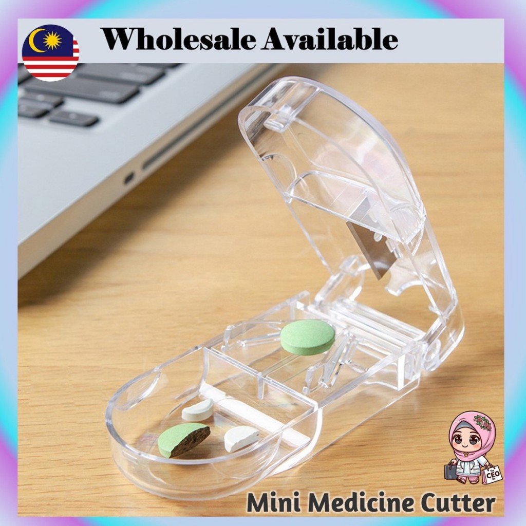 PORTABLE MEDICINE CUT PILL CUTTER BOX PILL SPLITTER STORAGE TABLET ...