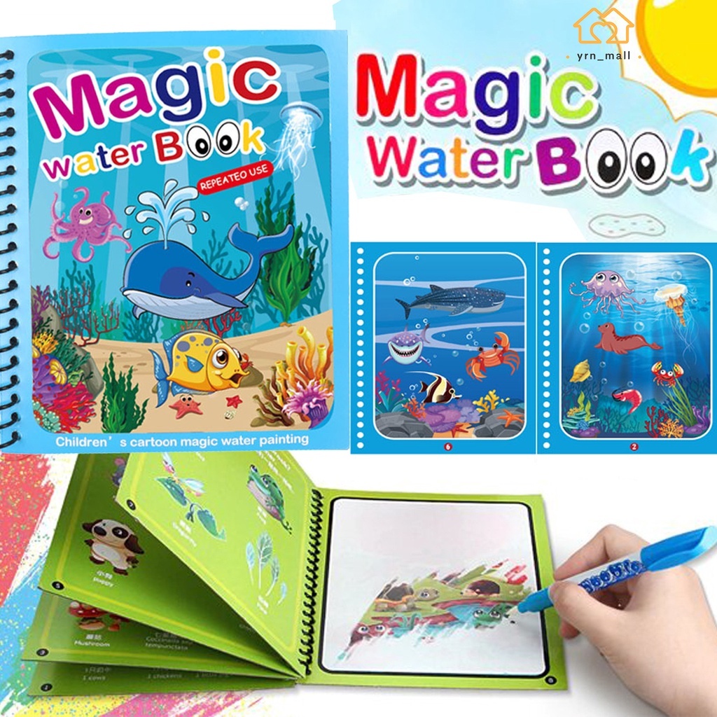 Magic Coloring Book Reusable Kids Drawing Book Magic Pen Drawing Book ...