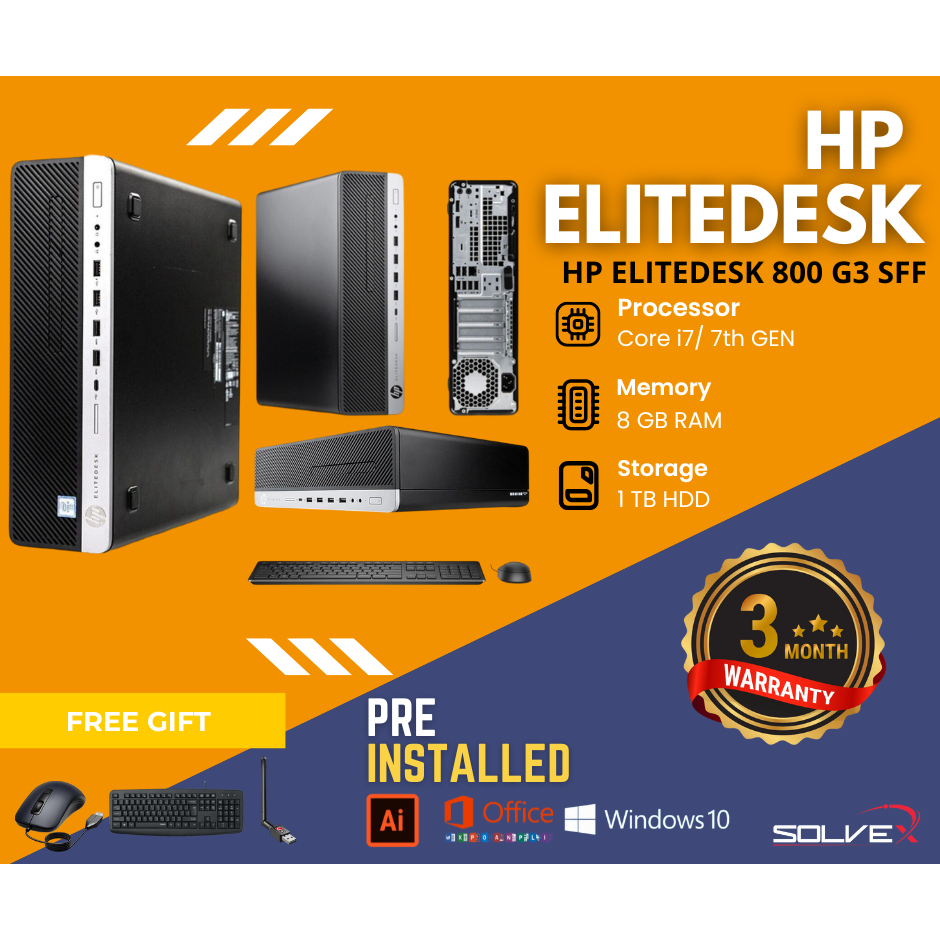 HP ELITEDESK 800 G3 SFF/I7-7TH GEN/RAM-8GB/HDD-1TB/WIN-10Pro/CHEAPEST ...
