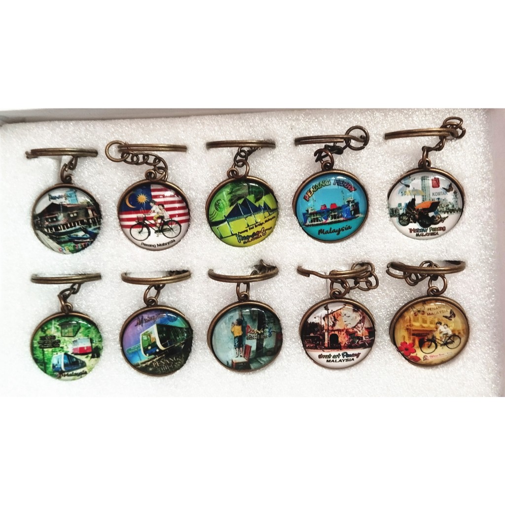 Penang street art Collection Souvenir gift keychain 10 pcs set | Shopee ...