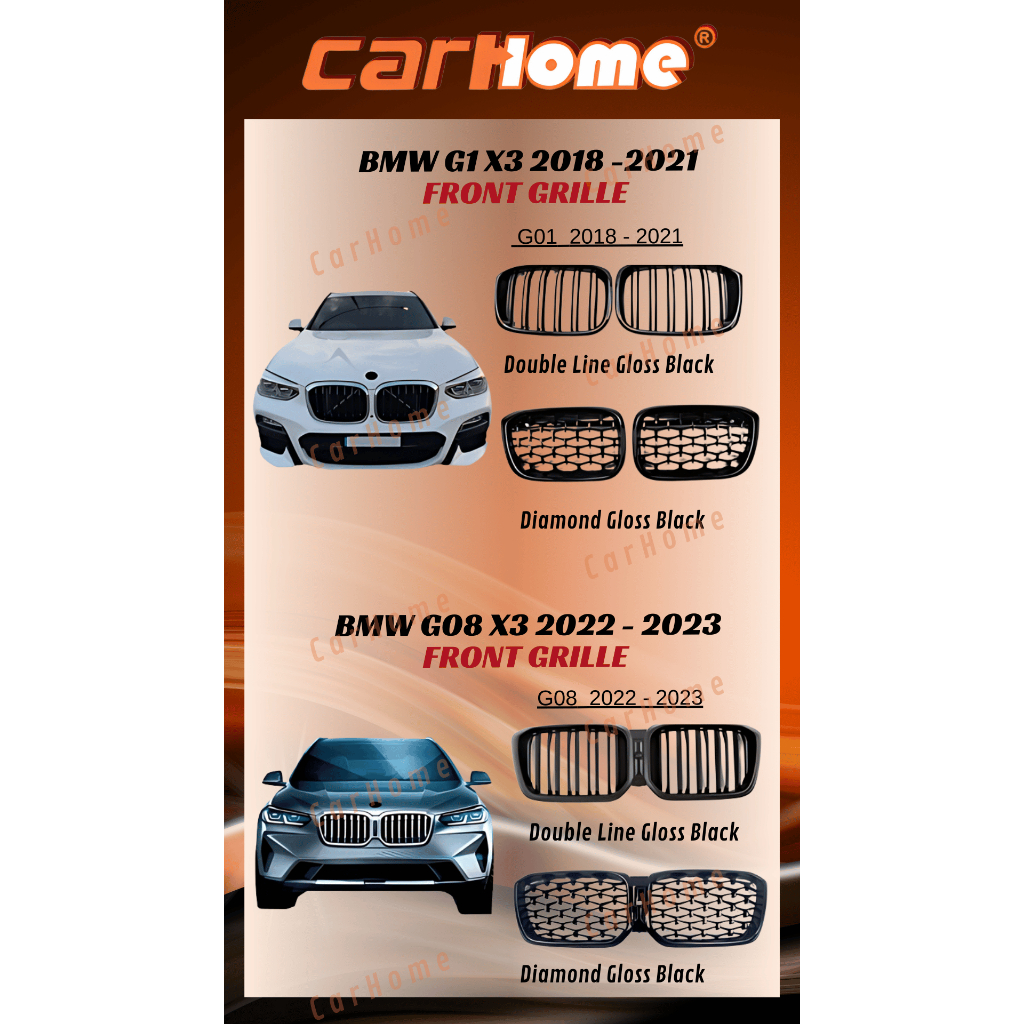 BMW G01 / G08 X3 2018 - 2023 Front Grille Body Kit Dual Slats Gloss ...