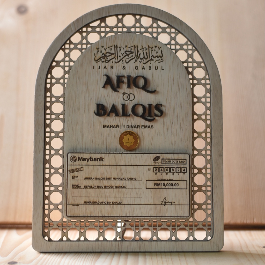 PLAT MAS KAHWIN PLAT HANTARAN ADA STAND PLAT MAHAR CHEQUE REPLIKA ...