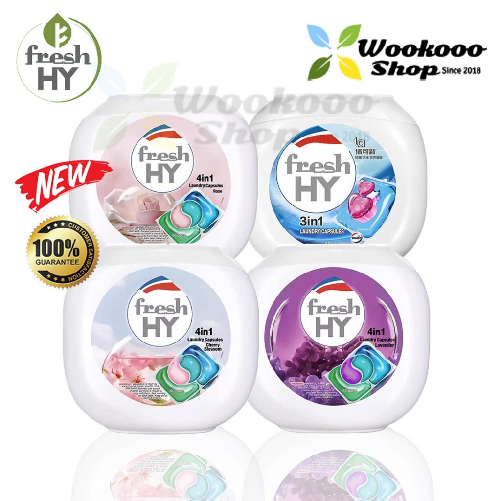NEW PACKING!! Fresh HY 4in1 Laundry Capsules Liquid Detergent (60 pods ...