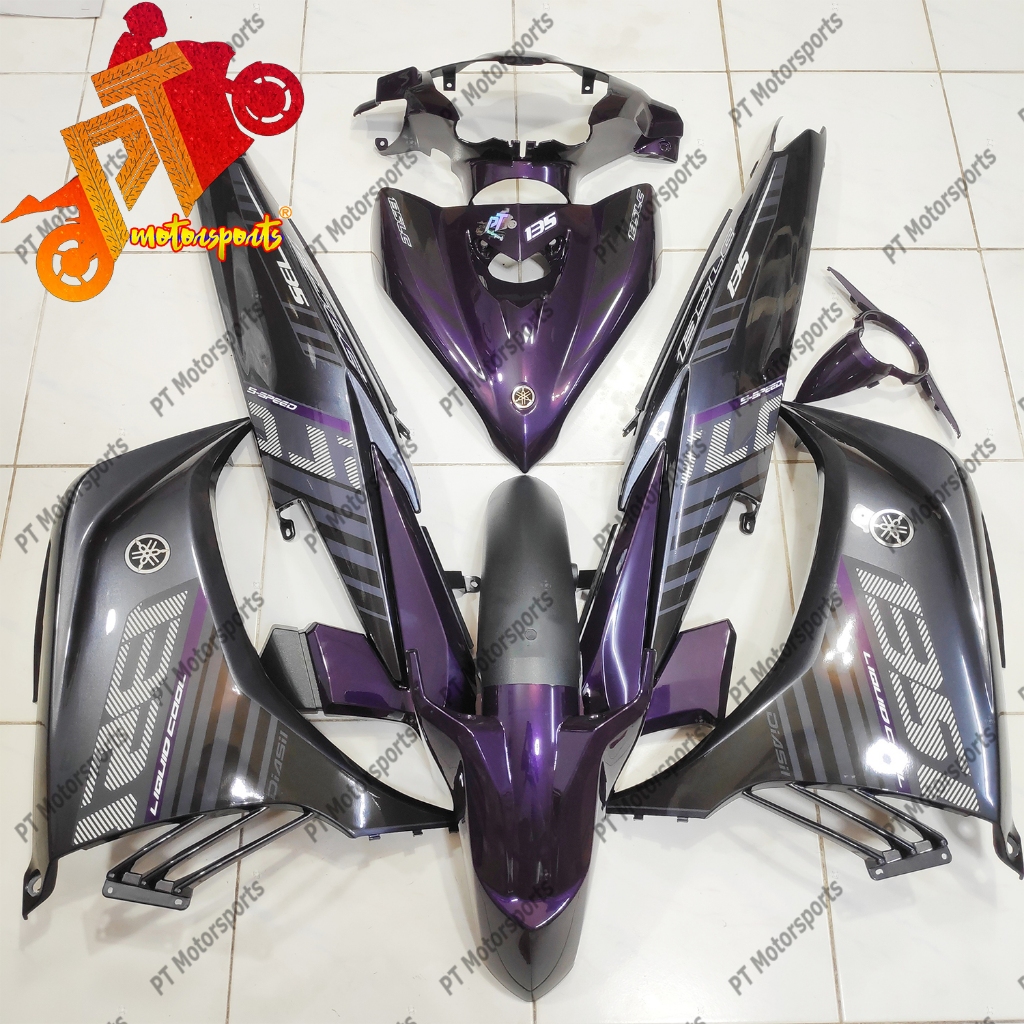 New Stock Yamaha LC 135 Cover Set Bodyset Grey Purple Batman Purple ...